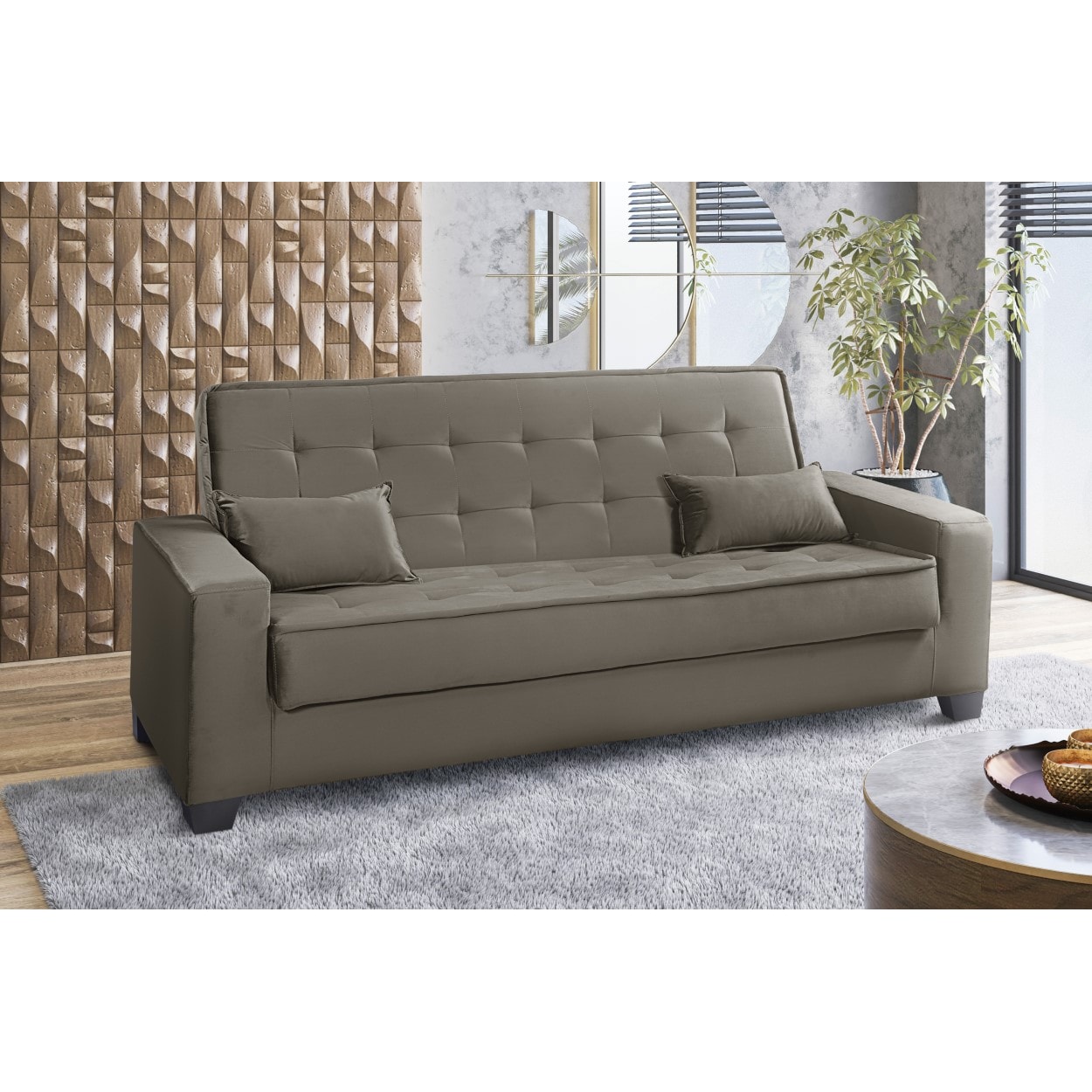 Sofa Cama Montana 2,04 Mts Js Móveis Veludo Castor 1701 - Eletrolar